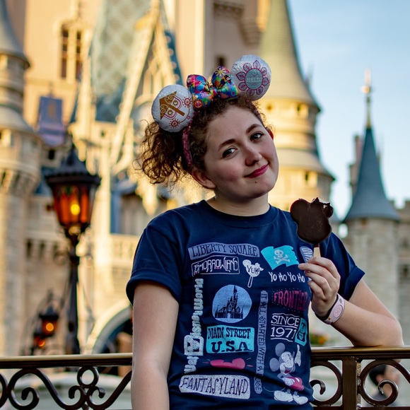 Disney | Tops | Navy Blue Wdw Magic Kingdom T Shirt With Park Icons ...